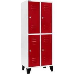 Sch&auml;fer Shop Sch&auml;fer Shop Select Kleiderspind mit 2 x 2 Abteilen, 400 mm, mit F&uuml;&szlig;en, Drehriegelverschluss, T&uuml;r rubinrot