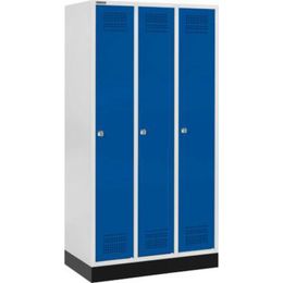 Sch&auml;fer Shop Sch&auml;fer Shop Genius Kleiderspind mit Sockel, 3 Abteile, Zylinderschloss, lichtgrau/enzianblau