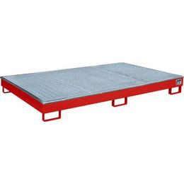 Bauer Regalwanne RW-GR 2200-1 PE, mit PE-Einsatz, mit Gitterrost, L 2165 x B 1315 x H 230 mm , feuerrot RAL 3000