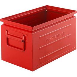 Sch&auml;fer Shop Sch&auml;fer Shop Select Stapelbox, Volumen 13,4 l, 80 kg, Faltgriffe, L 379 x B 207 x H 200 mm, Stahlblech, rot RAL 3000