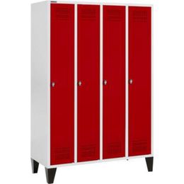 Sch&auml;fer Shop Sch&auml;fer Shop Genius Kleiderspind mit F&uuml;&szlig;en, 4 Abteile, Drehverschluss, lichtgrau/rot