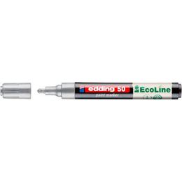 Lackmarker Edding 50 EcoLine, Schreibfarbe Silber, Rundspitze, Strichst&auml;rke 2-3 mm, mit Kappe, wasserbasiert, nachf&uuml;llbar, 1 St&uuml;ck