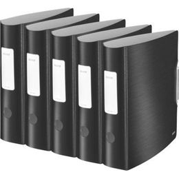 Leitz&reg; Ordner Active Style, DIN A4, R&uuml;ckenbreite 82 mm, 5 St&uuml;ck, satin schwarz