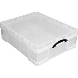 Transportbox Really Useful Box, Volumen 70 l, L 810 x B 620 x H 225 mm, stapelbar, mit Deckel & Klappgriffen, PP, transparent