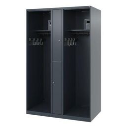 Feuerwehrspind C+P Evolo Maxi, 4 Abteile f&uuml;r 2 Personen, ohne Helmhalter, Bodengleiter, B 1200 x T 500 x H 1850 mm, RAL 7016 Anthrazitgrau