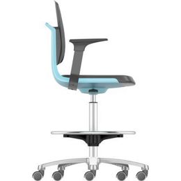 bimos Arbeitsdrehstuhl Labsit hoch, Kunstleder, Sitz-Stopp-Rollen, B 450 x T 420 x H 560 - 810 mm, blau