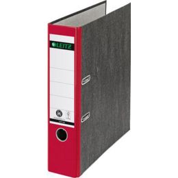 Ordner Leitz&reg; 1080, DIN A4, R&uuml;ckenbreite 80 mm, Griffloch, geklebtes R&uuml;ckenschild, Hartpappe, 1 St&uuml;ck, rot