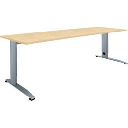 Sch&auml;fer Shop Sch&auml;fer Shop Select Schreibtisch LOGIN, manuell h&ouml;heneinstellbar, C-Fu&szlig;, B 1600 x T 800 x H 660-820 mm, Ahorn/basaltgrau