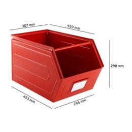 Sch&auml;fer Shop Sch&auml;fer Shop Select Sichtlagerkasten, mit Tragestab, L 550 x B 307 x H 298 mm, 40 l, 150 kg, Stahl, RAL 3000 (feuerrot)