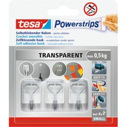 Tesa&reg; Powerstrips Klebehaken, selbstklebend, wei&szlig;, abl&ouml;sbar & wiederverwendbar, Tragkraft bis 0,5 kg, 3 St&uuml;ck