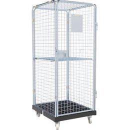 Sch&auml;fer Shop Sch&auml;fer Shop Select Rollbox ADB BASICline, 5-seitig, mit T&uuml;r & 1 festem Zwischenboden, bis 500 kg, Lenk- & Bockrollen, L 724 x B 815 x H 1810 mm, Stahl & Recycling-HDPE