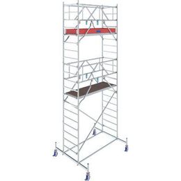 Alu-Fahrger&uuml;st Krause Serie 10, 200 kg/m&sup2;, h&ouml;henverstellbare Rollen, L 2000 x B 750 x H 6400 mm