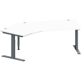 Sch&auml;fer Shop Sch&auml;fer Shop Genius Winkelschreibtisch MODENA FLEX, 135&deg; Winkel links, T-Fu&szlig; Rechteckrohr, B 2165 x T 800/800 x H 650-850 mm, wei&szlig;/anthrazit