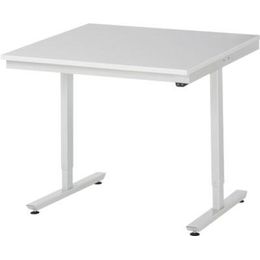 Rau ESD-Arbeitstisch Adlatus, elektrisch h&ouml;henverstellbar, 28 mm Spanplatte mit Melaminbelag, bis 150 kg, B 1000 x T 1000 x H 720-1120 mm, lichtgRau