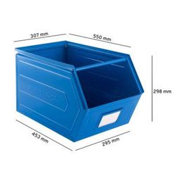 Sch&auml;fer Shop Sch&auml;fer Shop Select Sichtlagerkasten, mit Tragestab, L 550 x B 307 x H 298 mm, 40 l, 150 kg, Stahl, RAL 5015 (himmelblau)