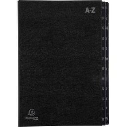 Pultordner Exacompta 57024E, Format A4, 24 F&auml;cher, Taben A-Z, B 250 x H 330 mm, Blauer Engel, Recycling-Karton, schwarz