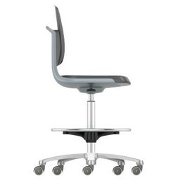 bimos Arbeitsdrehstuhl Labsit hoch, Kunstleder, Sitz-Stopp-Rollen, B 450 x T 420 x H 560 - 810 mm, anthrazit