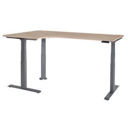 Sch&auml;fer Shop Sch&auml;fer Shop Genius Winkelschreibtisch Modena Flex, elektrisch h&ouml;henverstellbar, 90&deg; Winkel, T-Fu&szlig;, B 2000 mm, Eiche/anthrazit