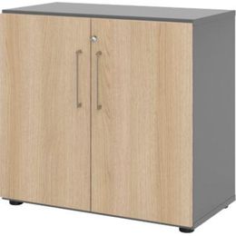 Schr&auml;nke Breno, 2 OH, abschlie&szlig;bar, 28 kg je Boden, B 800 x T 420 x H 748 mm, graphit/Eiche