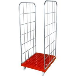 Rollbox, 2-seitig, Kunststoffbodenplatte, 724 x 815 x 1850 mm, rot (RAL 3000)