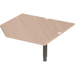 Systemwinkelplatte CAD ERGO-T 2.0, mit St&uuml;tzfu&szlig;, B 1200 x T 1200/800 x H 718-898 mm, Eiche-Dekor/anthrazit