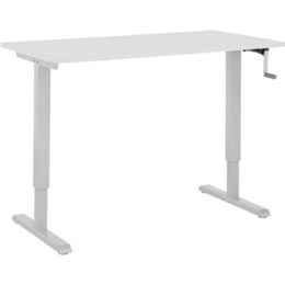 Home-Office-Schreibtisch Multiflex, manuell h&ouml;henverstellbar mit Kurbel, B 1300 x T 650 x H 700-1180 mm, lichtgrau/wei&szlig;alu