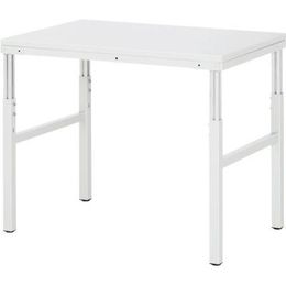 Rau Basistisch Serie E, manuell h&ouml;henverstellbar, 22 mm Spanplatte mit Melaminbelag, bis 450 kg, B 1800 x T 500 x H 650-1000 mm, lichtgRau