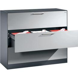 H&auml;ngeregistraturschrank ASISTO C 3000, 3 Schubladen, 3-bahnig, B 1200 mm, anthrazit/alusilber