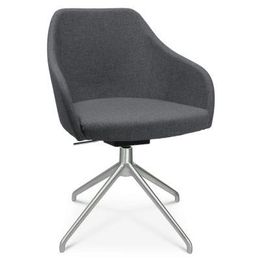 Konferenzsessel Topstar Sitness Life 2.1, dreh-/sitzh&ouml;henverstellbar, Armlehnen, B 350-480 x T 460 x H 460-490 mm, 4-Fu&szlig;gestell, Alu matt & Stoff, anthr.