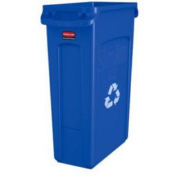 Rubbermaid Slim Jim&reg; Abfallbeh&auml;lter, 87 Liter, blau, m. Recycling-Symbol
