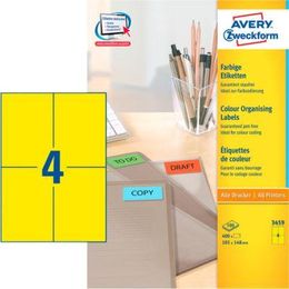 Avery Zweckform Etiketten 3459, 105 x 148 mm, 400 St&uuml;ck, gelb