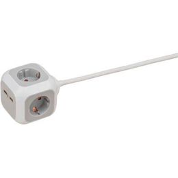 Fa.Brennenstuhl Steckdosenw&uuml;rfel Brennenstuhl ALEA-Power, 4-fach, 2 x USB, IP20, Kindersicherung, 2100 mA, LED-Anzeige, Polycarbonat