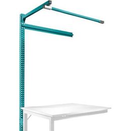 Manuflex Aufbauportal m. Ausleger, Ansatztisch SPEZIAL Arbeitstisch/Werkbank UNIVERSAL/PROFI, 1250 mm, wasserblau