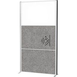 Maul Stellwandsystem Maulconnecto, 2 x Akustikvlies dunkel, 1 x Whiteboard, Klettverbindung, Standfu&szlig;, H 1800 x B 1000 mm, silber