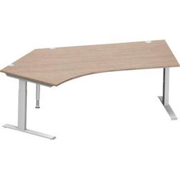 Sch&auml;fer Shop Sch&auml;fer Shop Genius Winkelschreibtisch MODENA FLEX 135&deg;, Ansatz links, C-Fu&szlig;-Rechteckrohr, B 2165 mm, Eiche-Dekor