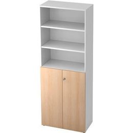 Regalschrank TOPAS LINE, 3 OH Regal/3 OH T&uuml;ren, wei&szlig;/Eiche