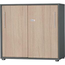 Sch&auml;fer Shop Sch&auml;fer Shop Select Schiebet&uuml;renschrank Start Off, 2 OH, abschlie&szlig;bar, B 800 x T 420 x H 788 mm, Holz, graphit/Eiche