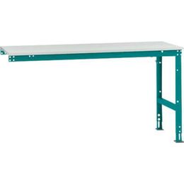 Manuflex Ansatztisch UNIVERSAL Standard, 1750 x 800 mm, Melamin lichtgrau, wasserblau