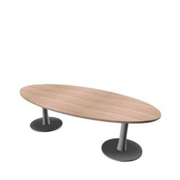 Konferenztisch X-Time Work, bis 8 Personen, Oval, Tellerfu&szlig;, B 2400 x H 740 mm, Ulme/silber
