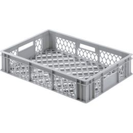 Euro Box B&auml;cker- und Cateringkasten (Gl&auml;serkasten), Inhalt 25,3 l, durchbrochene Version, Durchfassgriffe, lebensmittelecht, stapelbar, HDPE, grau