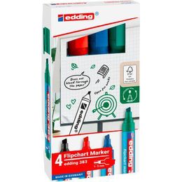 Edding 383 Flipchart-Marker, Keilspitze, farbsortiert, 4er Set