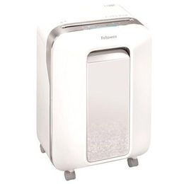 Aktenvernichter Fellowes&reg; Microshred LX 201, Mikropartikelschnitt 2 x 12 mm, P-5, 22 l, 12 Blatt Schnittleistung, mit Rollen, wei&szlig;
