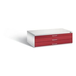 Planschrank aus Stahl, f&uuml;r Formate bis DIN A0, 3 Schubladen
