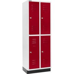 Sch&auml;fer Shop Sch&auml;fer Shop Select Kleiderspind, mit 2 x 2 Abteilen, 300 mm, mit Sockel, Zylinderschloss, T&uuml;r rubinrot