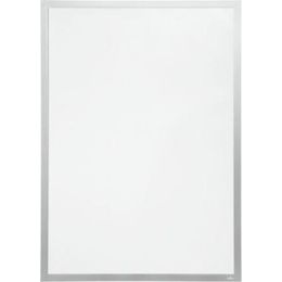 Durable Inforahmen DURAFRAME&reg; Poster, Hoch-/Querformat, f&uuml;r 2 Poster, selbstklebend, aufklappbarer Magnetrahmen, B 745 x T 28 x H 1045 mm, PET, silber