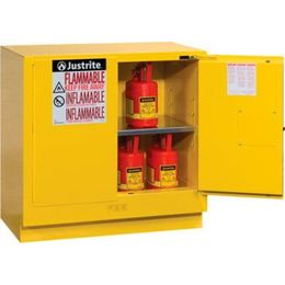 Justrite FM-Sicherheitsschrank Undercounter Sure-Grip&reg; EX, f&uuml;r entz&uuml;ndbare Fl&uuml;ssigkeiten, bis 83 Liter, selbstschlie&szlig;ende T&uuml;ren, gelb