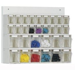Wand Kleinteilemagazin MultiStore, 30 Klappk&auml;sten, Volumen 5,2 l, B 600 x T 108 x H 410 mm, Holzplatte & Polystyrol
