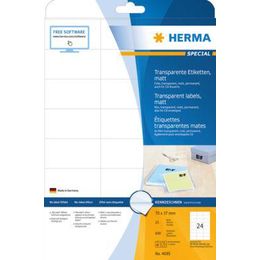 Herma Transparente matte Folien-Etiketten Nr. 4685 auf DIN A4-Bl&auml;ttern, 600 Etiketten, 25 Bogen