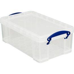 Transportbox Really Useful Box, Volumen 9 l, L 395 x B 255 x H 155 mm, stapelbar, mit Deckel & Klappgriffen, PP, transparent