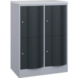 C+P Schlie&szlig;fachschrank Resisto, 2 Abteile, 4 F&auml;cher, B 772 x T 540 x H 1077 mm, Wei&szlig;alu/Anthrazitgrau